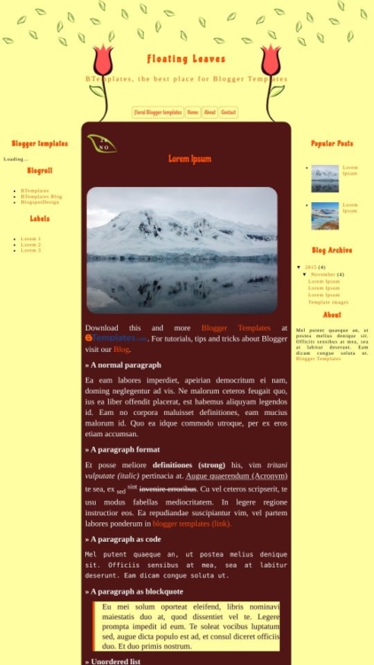 Floating Leaves Blogger Template - BTemplates