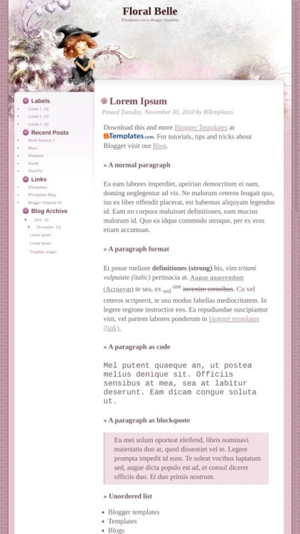 Floral Belle Blogger Template - BTemplates