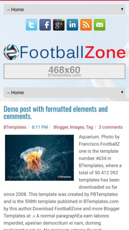 FootballZone Blogger template - BTemplates