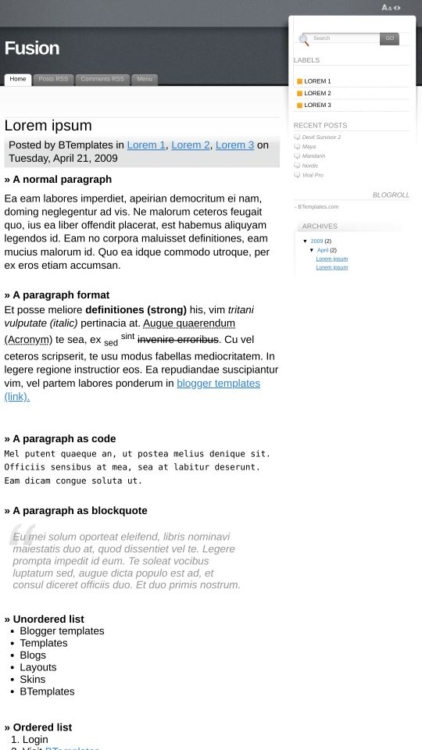 Fusion Blogger Template - BTemplates
