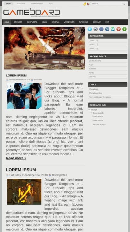 Game Board Blogger Template - BTemplates