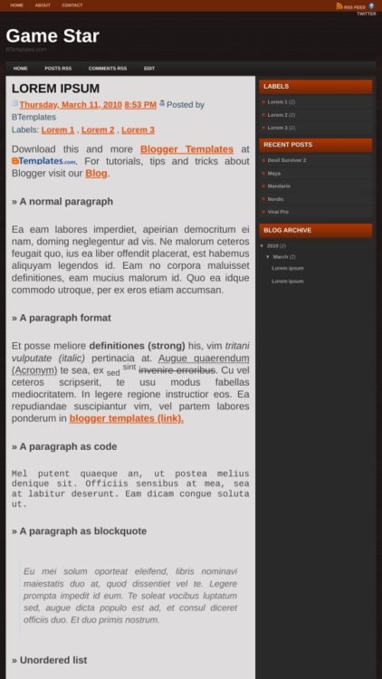 Game Star Blogger template - BTemplates