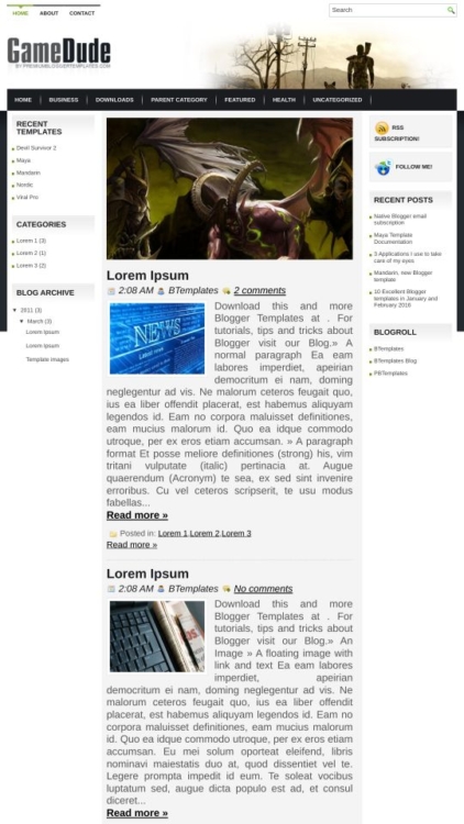 GameDude Blogger Template - BTemplates