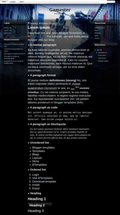 Gamester Blogger Template - BTemplates