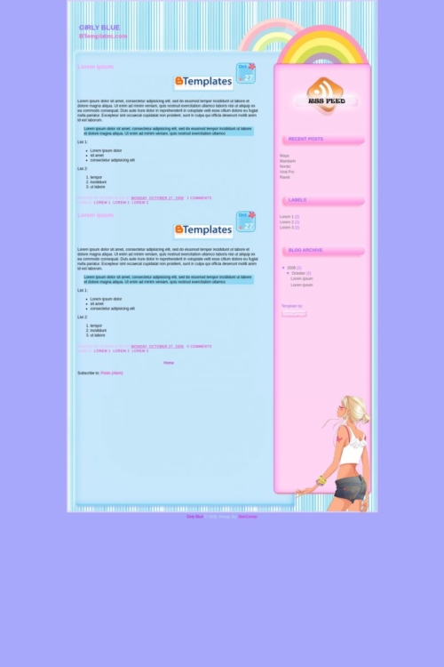 Girly Blue Blogger template - BTemplates