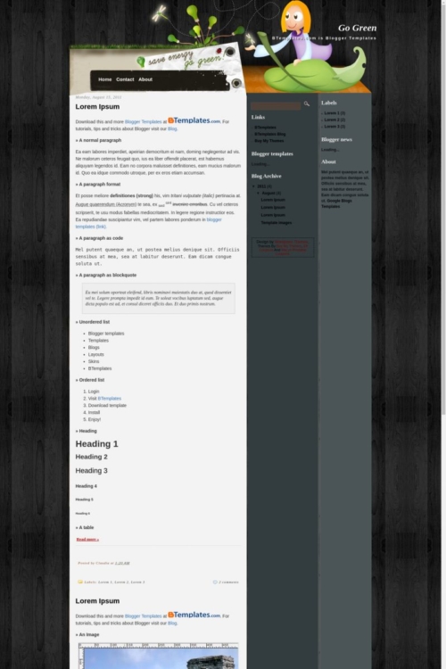 Go Green Blogger Template - BTemplates