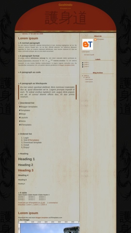 Goshindo Blogger Template - BTemplates