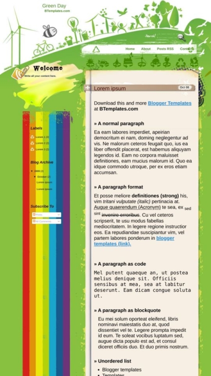 Green Day Blogger Template - BTemplates