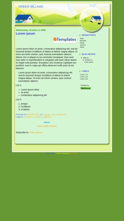 Green village Blogger template - BTemplates