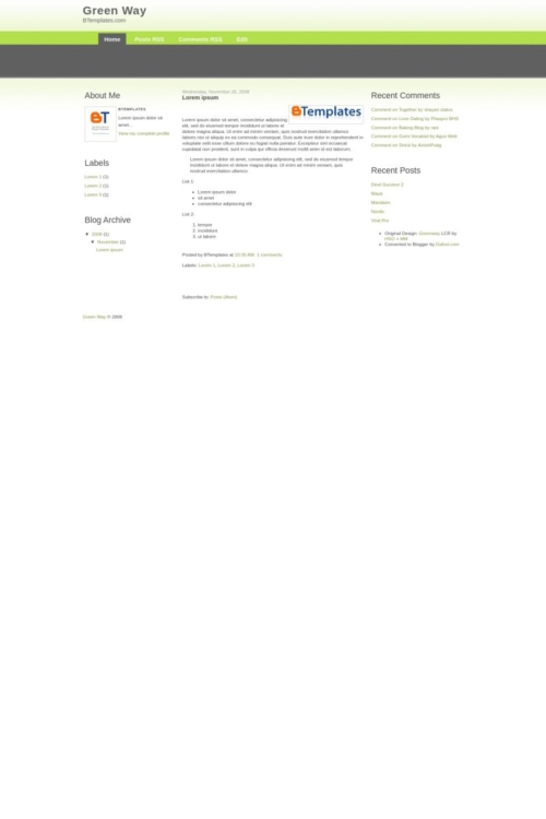 Green Way Blogger template - BTemplates
