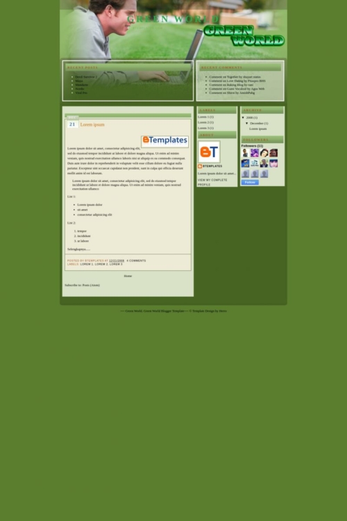 Green World Blogger Template - BTemplates