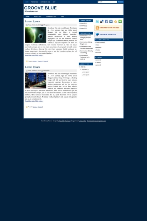 Groove Blue Blogger Template - BTemplates