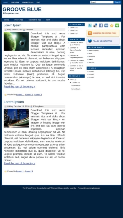 Groove Blue Blogger Template - BTemplates