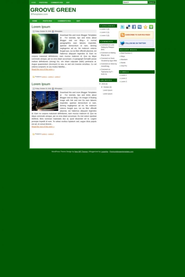 Groove Green Blogger template - BTemplates
