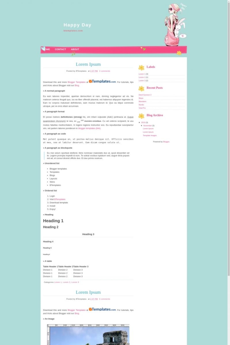 Happy Day Blogger Template - BTemplates