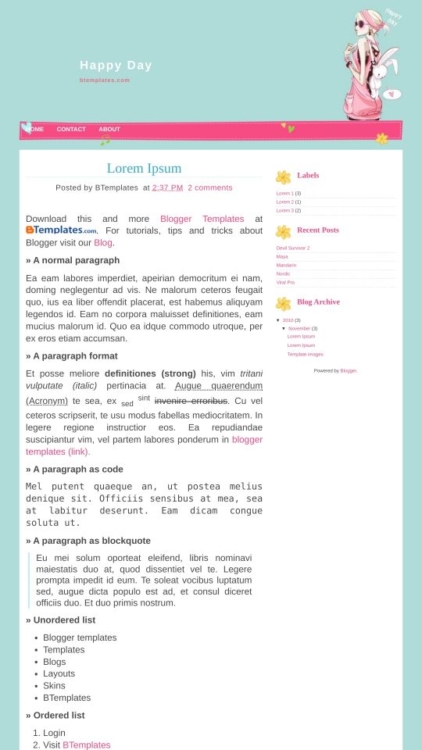 Happy Day Blogger Template - BTemplates