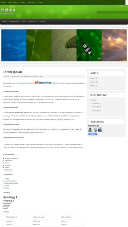Helios Blogger Template - BTemplates