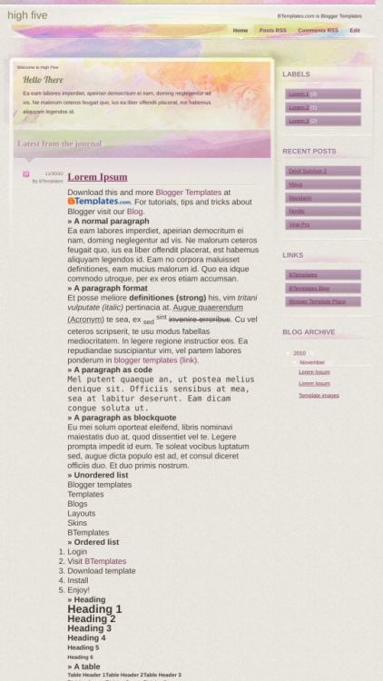 High Five Blogger Template - BTemplates