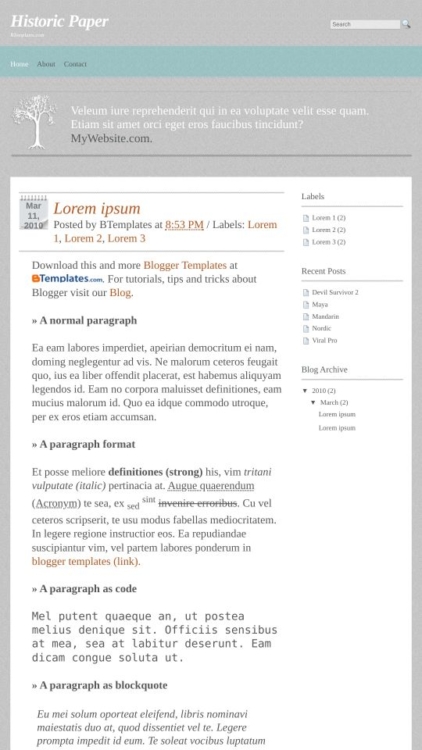 Historic Paper Blogger template - BTemplates