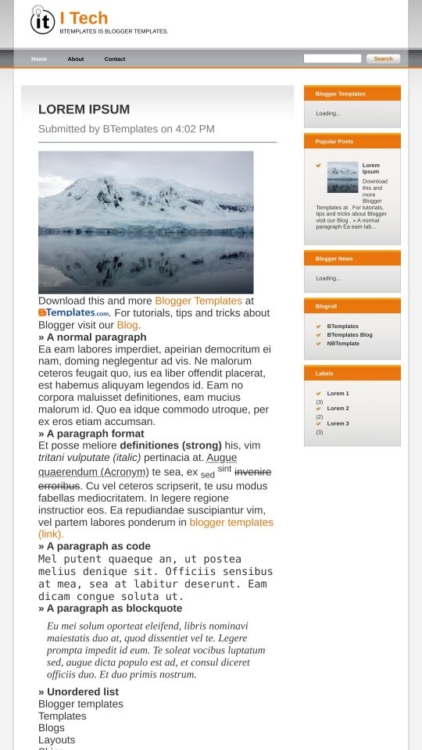 I Tech Blogger Template - BTemplates