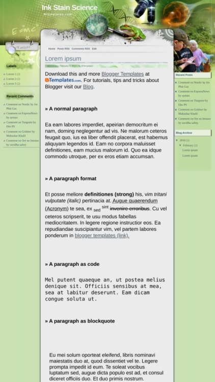 Ink Stain Science Blogger Template - BTemplates