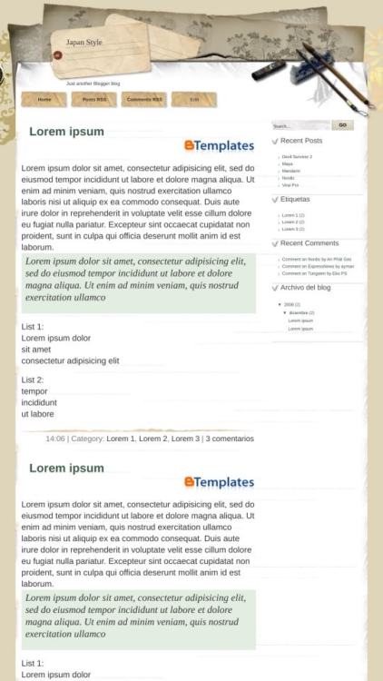 Japan Style Blogger Template - BTemplates
