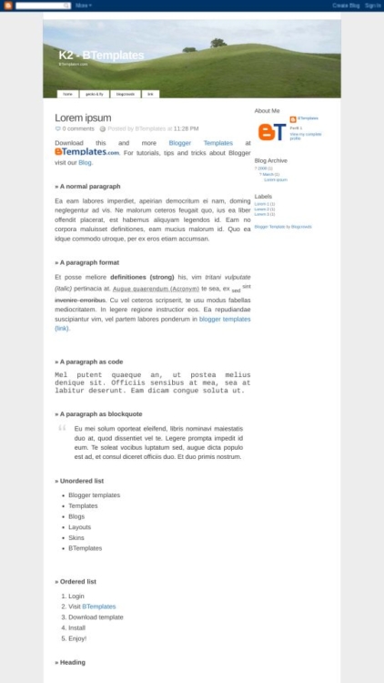 K2 Blogger Template - BTemplates