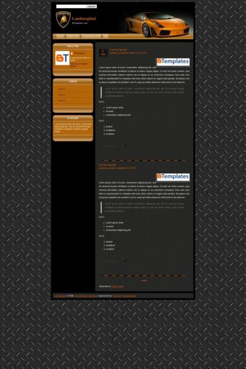 Lamborghini Blogger template - BTemplates