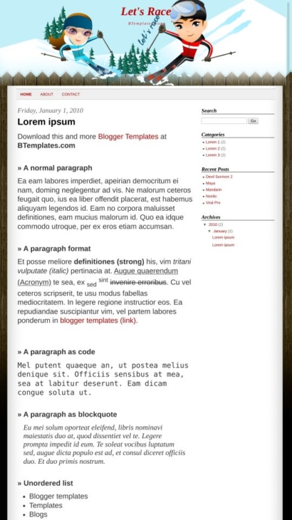 Let’s Race Blogger Template - BTemplates
