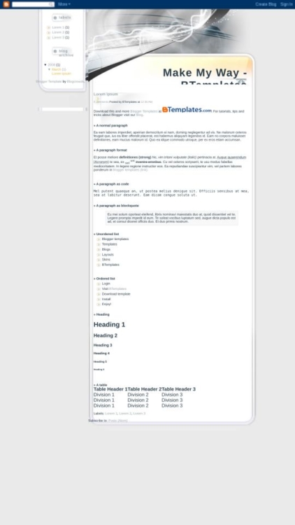 Make My Way Blogger template - BTemplates