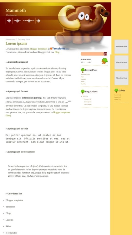 Mammoth Blogger Template - BTemplates
