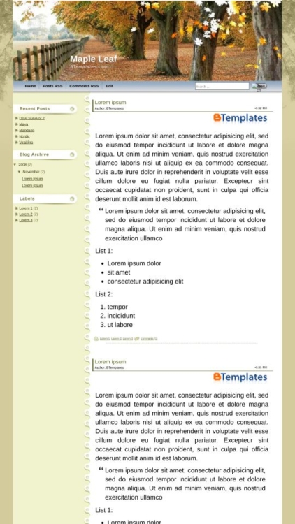 Maple Leaf Blogger Template - BTemplates