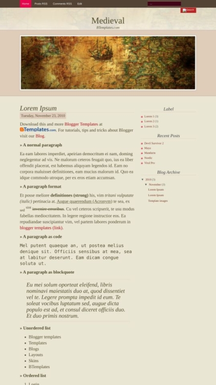 Medieval Blogger Template - BTemplates