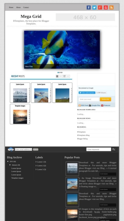 Mega Grid Blogger Template - BTemplates