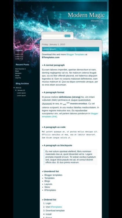 Modern Magic Blogger template - BTemplates