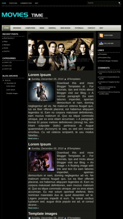 Movies Time Blogger Template - BTemplates