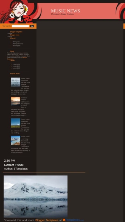 Music News Blogger Template - BTemplates