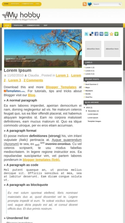 My Hobby Blogger Template - BTemplates