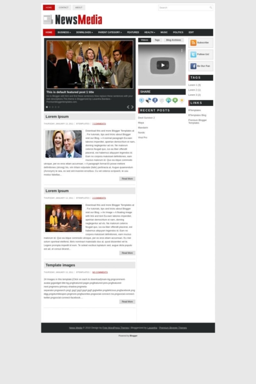 News Media Blogger Template - BTemplates