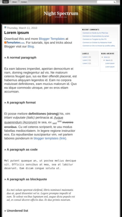 Night Spectrum Blogger template - BTemplates