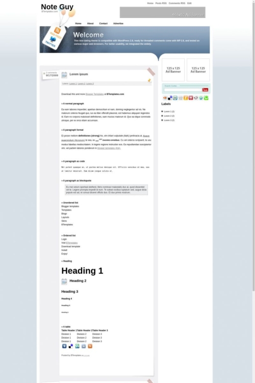 Note Guy Blogger Template - BTemplates