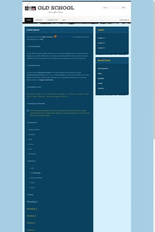 Old School Blogger Template - BTemplates