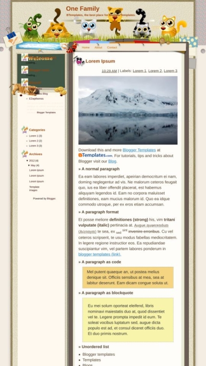 One Family Blogger Template - BTemplates