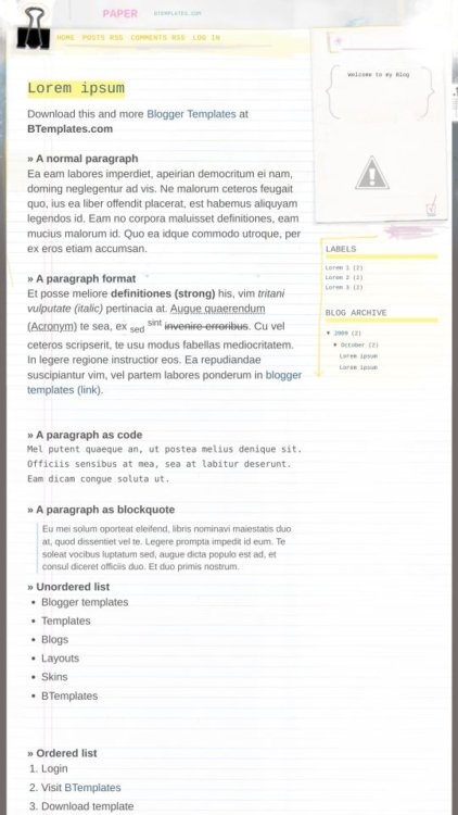 Paper Blogger template - BTemplates