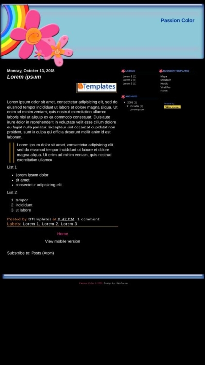 Passion Color Blogger template - BTemplates