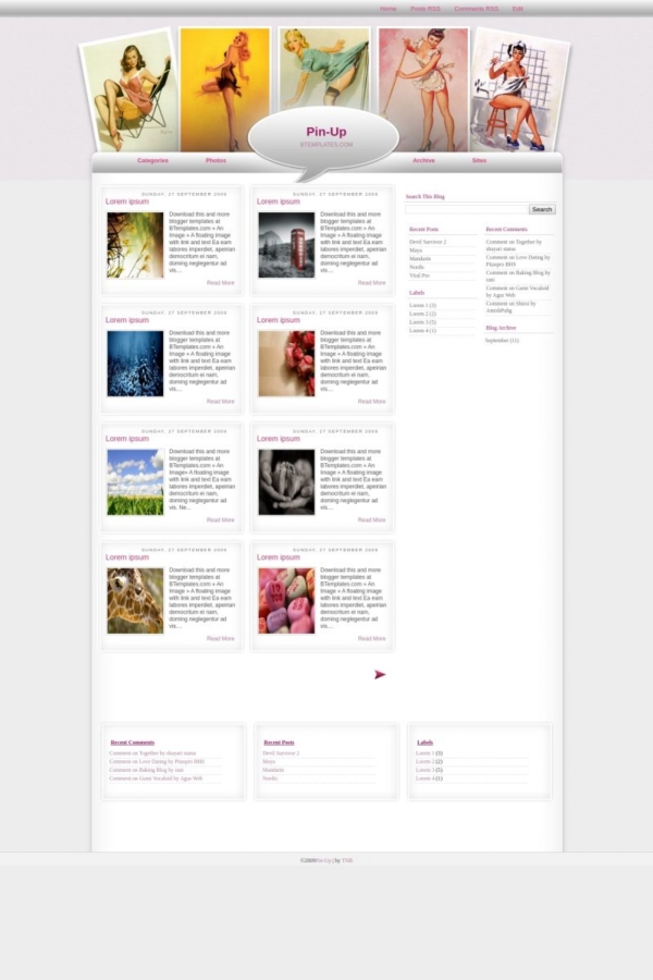 Pin Up Blogger Template - BTemplates