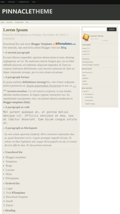 Pinnacle Blogger Template - BTemplates