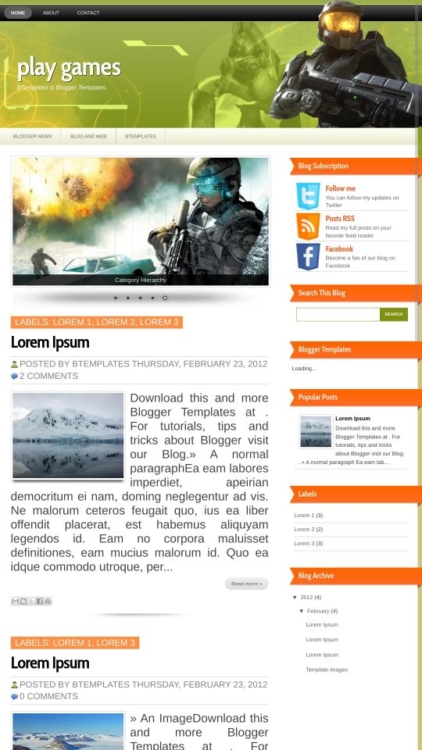 Play Games Blogger Template - BTemplates