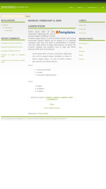 Precision Blogger Template - BTemplates
