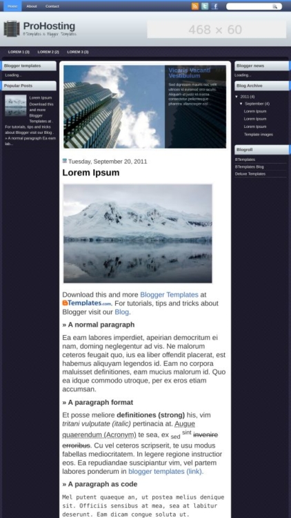 ProHosting Blogger Template - BTemplates